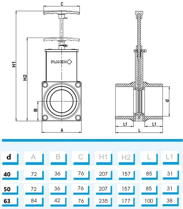 GWT Versandhandel - PVC Zugschieber Plimat 50mm Klebemuffe
